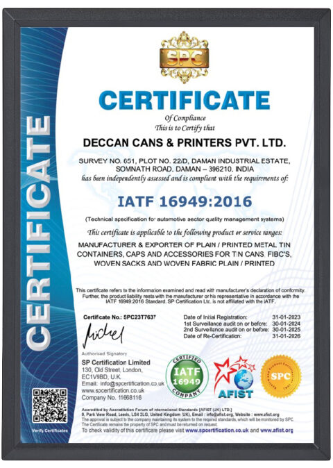 Certification & Accolades | Deccan Cans